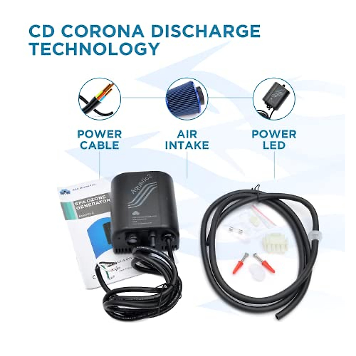 Aquatic 2 Spa, Hot Tub Ozone Generator 300 mg/h, Spa Skin Care, Ozonator, Irritant Reducer, for Water Sanitation