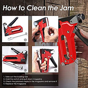 Upholstery Staple Gun Heavy Duty, 4 in 1 Stapler Gun with 6000 Staples, Remover, Manual Brad Nailer Power Adjustment Stapler Gun for Wood, Upholstery, Carpentry, Decoration DIY Staple Gun