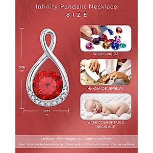 MIDDLUX Infinity Birthstone Necklaces for Women Girl, Stainless Steel, Cubic Zirconia