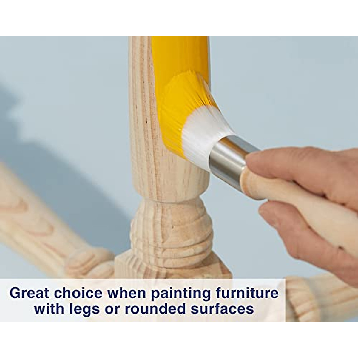 Zibra Round Paint Brush for Curved Surfaces and Ornate Details, 1 in, White, Pro Grade