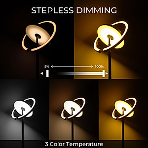FIMEI Floor Lamp, LED Modern Floor Lamps Eye-Protecting Stepless Dimming and 3 Color Temperatures, Bright Standing Pole Light with Double Control System for Home and Office, Single Opening Design