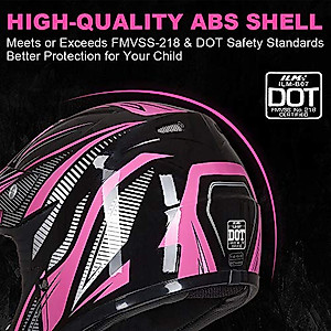 ILM Youth Kids ATV Motocross Helmet Goggles Sports Gloves Dirt Bike Motorcycle Off Road DOT Approved B07 (Youth-L, Pink Black)