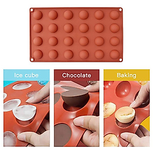 homEdge Mini 24-Cavity Semi Sphere Silicone Mold, 3 Packs Baking Mold for Making Chocolate, Cake, Jelly, Dome Mousse-Pay Atenntion to the Size