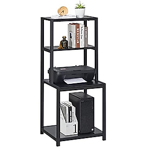 GreenForest Computer Home Office Desk with Monitor Stand and Storage Shelves on Left or Right Side, Printer Stand with Storage Shelf, 49.2 inch Large Tall 4 Tier Printer Table for Home Office Organiza