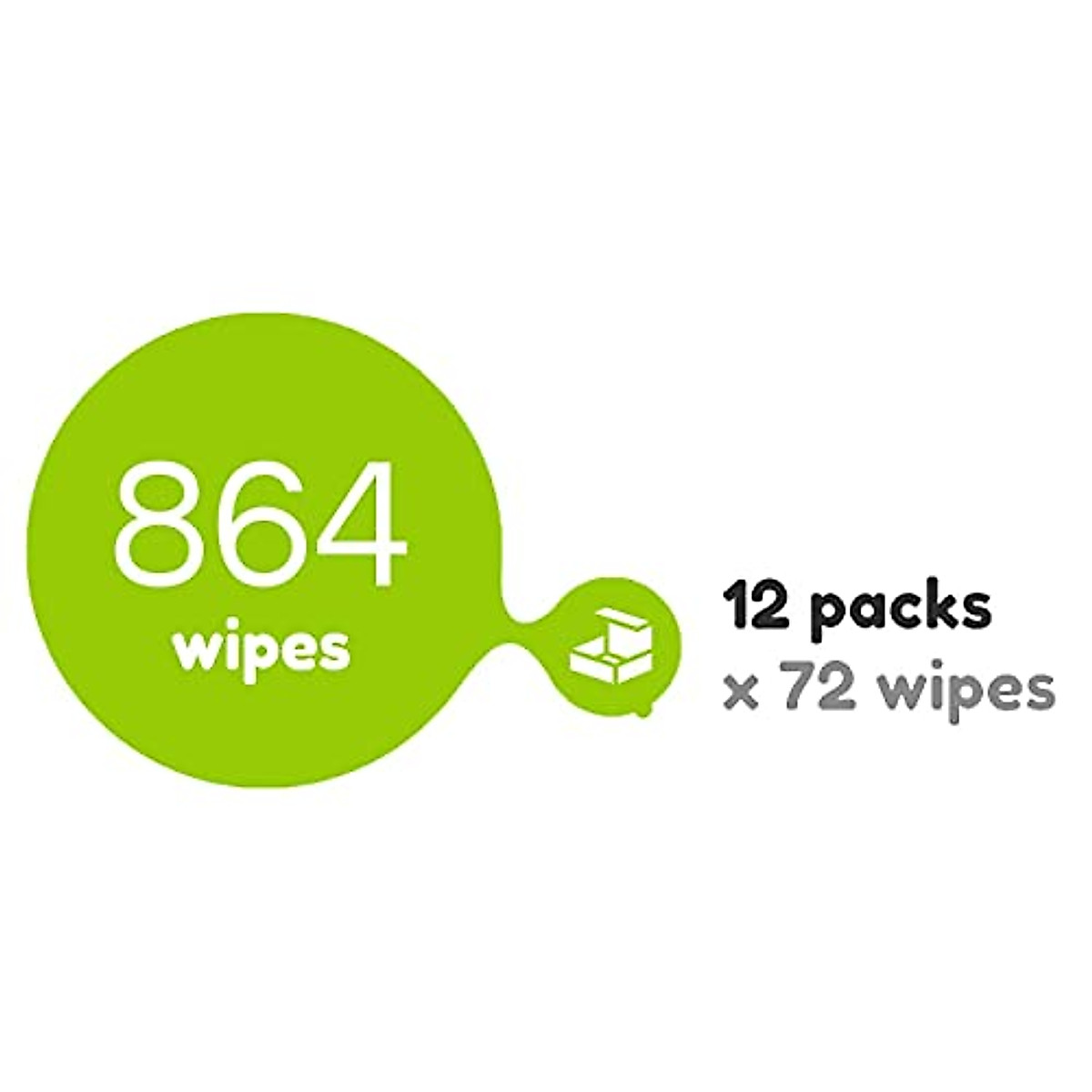 Yugi Baby Green Wipes Unscented Compostable Biodegradable and Organic– Value Pack (12 Packs of 72) 864 for Sensitive Skin