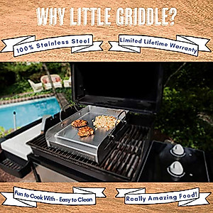 Little Griddle KQ-17-R Stainless Steel Outdoor BBQ Griddle, 17 x 14, For Charcoal Kettle and Kamado Grills, Fun to Use, Easy to Clean