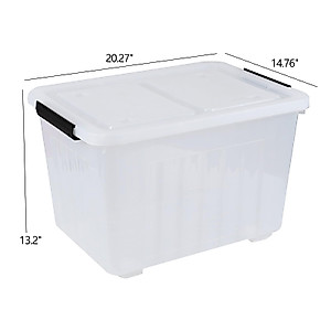 Oymlclivisa 4 Packs 50 Quart Clear Plastic Latching Box with Wheels, Plastic Storage Tote with Lid