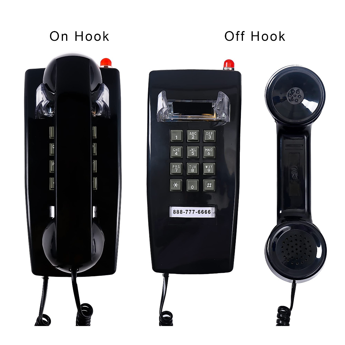 Classic Wall Phone for Landline with Mechanical Ringing, Single Line 2554 Wall Telephone with Indicator, Retro Wall Mounted Phone Waterproof, Old Wall Mount Phone for Kitchen,Home, Black