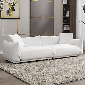 Mixoy Modular Sectional Sofa Couch, Minimalist Lambswool Sofa Bed 88.9''W, Mid Century Loveseat Sofa Couch for Small Spaces Bedroom Living Room, Bedroom, Home Office,Apartment,Beige