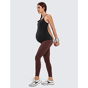 CRZ YOGA Womens Butterluxe Maternity Leggings Over The Belly 25" - Buttery Soft Workout Activewear Yoga Pregnancy Pants Taupe Medium