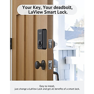 LaView Smart Lock + Connect Wi-Fi Bridge, Enabled Connect WiFi & Bluetooth Smart Door Lock, Wireless & Keyless Entry Door Lock, Fits Your Existing Deadbolt, Compatible with Alexa & Google Assistant