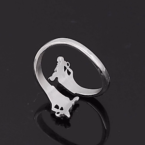 Fantasy Forge Jewelry Norse Wolves Geri Freki Ring Mens Womens Silver Stainless Steel Viking Wolf Band Sizes 9-13 (11)