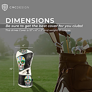 CMCDESIGN Custom Sugar Skull with Web Embroidered Golf Driver Head Cover - Glove Soft Lining - Design Elements Include Applique and Embossing - Great Fit on Any Club as Golf Head Covers, Wood Cover