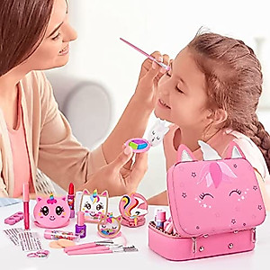 Kids Washable Makeup Girls Toys - Girls Makeup Kit for Kids Make up Set Real Makeup for Kid Little Girls Toddlers Children Princess Christmas Birthday Gifts Toys for 3 4 5 6 7 8 9 10 Year Old Girls
