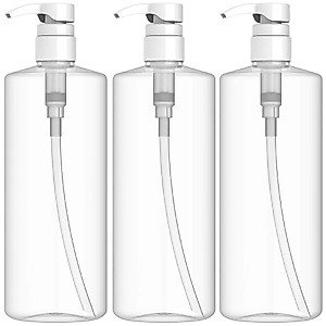 EZPRO USA Empty Shampoo Pump Bottles 32 oz BPA Free, Food Safe, PET Clear Plastic Cylinder Refillable Bottle, Wide Mouth 32mm, for Lotions, Soaps, Oils, Sauces, DIY Laundry Detergent, 32oz Pack of 3