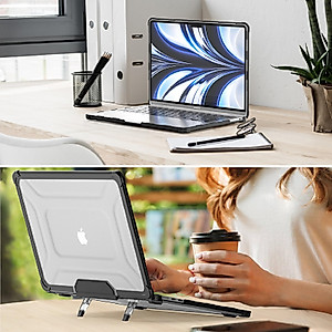 SEYMAC stock Case for MacBook Pro 16 inch 2024-2021 A3403 A3186 A2991 A2780 A2485, Shock-Absorbing Protection with Folding Stand &Mouse Pad/Bag Case for MacBook Pro 16'' M4/M3/M2/M1 (HardBlack)