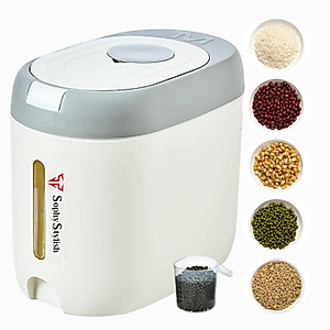 Kitchen Airtight Food Storage Container with Lid for Rice, Cereal, Flour, Sugar, Grains and Dog Food Storage - 22 lbs, Grey
