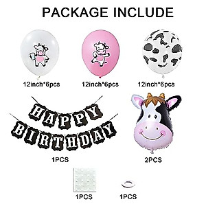 Cow Balloons, 12” Pink Cow Print Balloon Helium Latex Balloons for Birthday, Baby Shower, Cow Print Party, Cowgirl Rodeo Party, Farm Party Decorations Supplies
