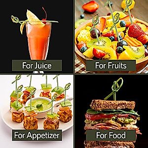 Cocktail Picks for drink 200 Piece Bamboo Skewer with Looped Knot Handmade & Odorless for Fruits, (4.7 inch, 200 pieces)