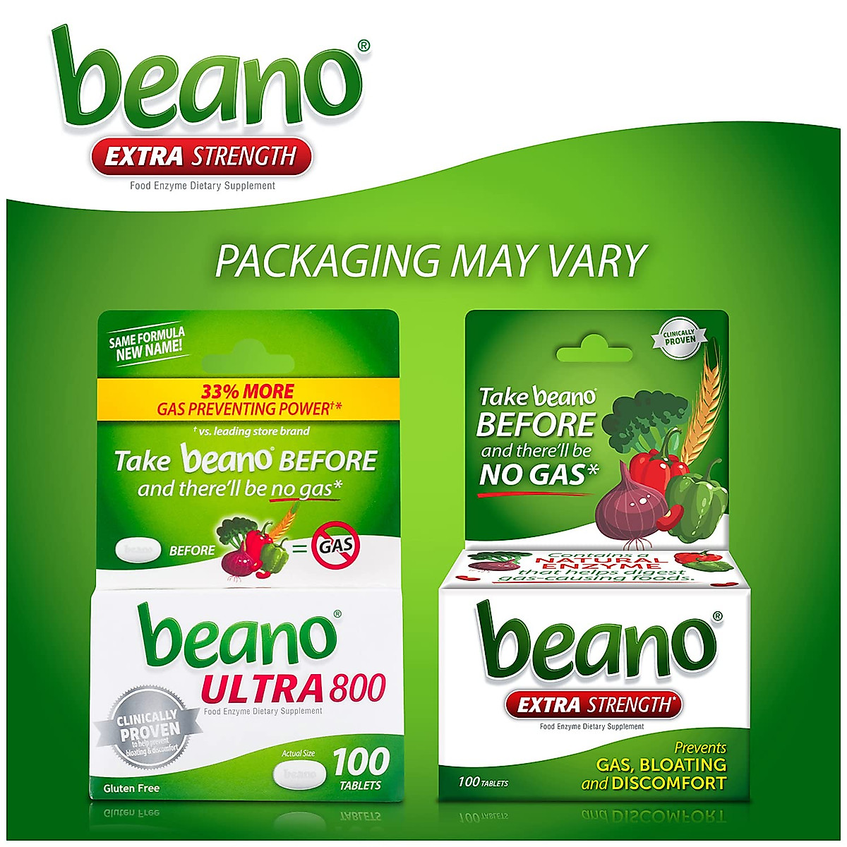 Beano Extra Strength, Gas Prevention & Digestive Enzyme Supplement, 100 Count