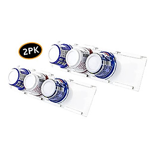 Storage Theory Yogurt Fridge Organizer - Holds up to 4 Wide-Mouth Vegan and Greek Yogurt Cups Each - Peel and Stick Slider Shelf for Small Refrigerator Spaces - 2 pc