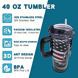 Gome 40oz Trucker Tumbler – American Flag Gifts for Dad, Patriotic Insulated Stainless Steel Cup for Truck Drivers, Father’s Day, Birthday & 4th of July Gift for Uncle