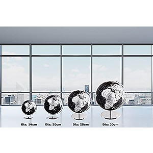 Exerz World Globe Black Dia 5.5-inch - Mini Educational Globe of Earth - Metal Base - Metallic Black