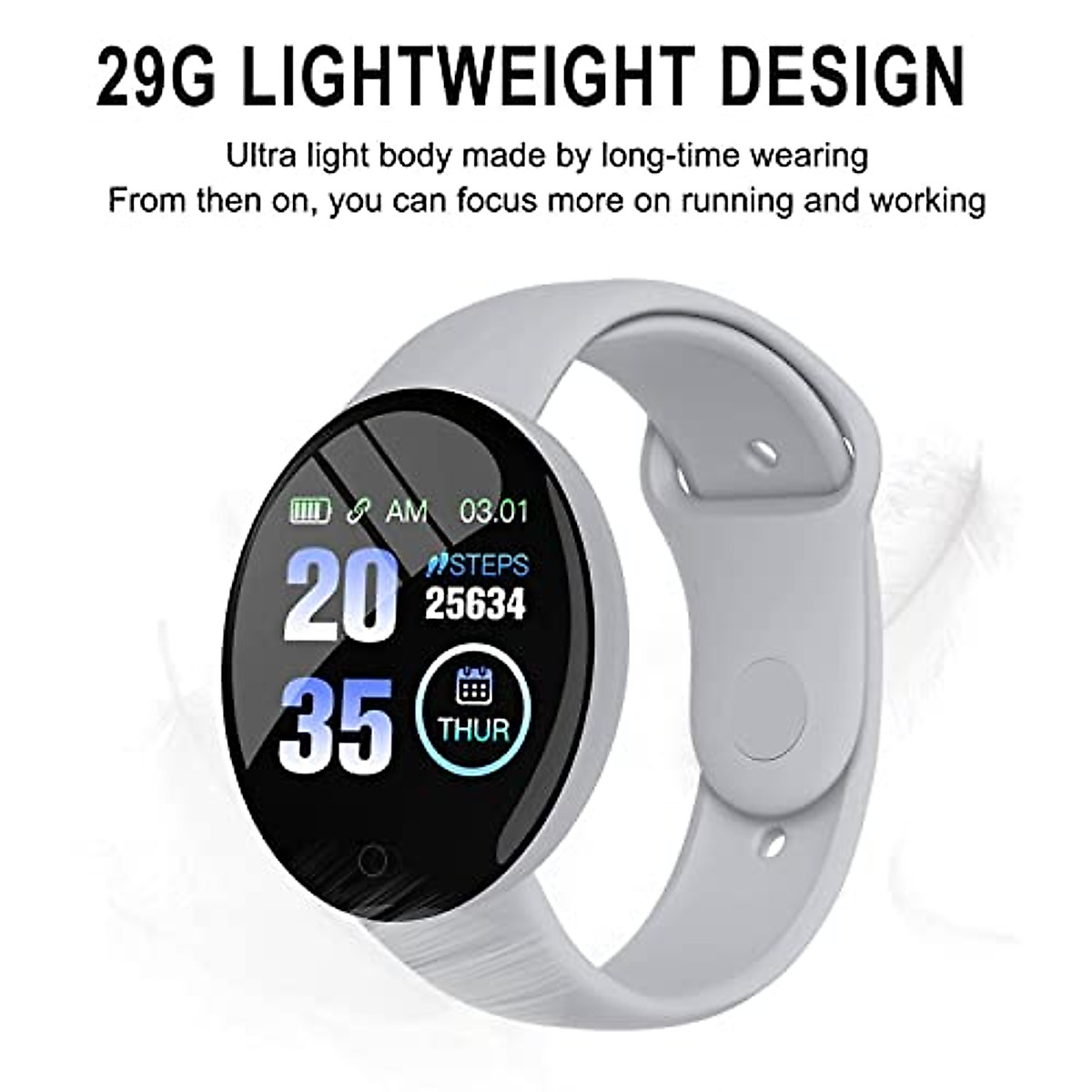 Dyegold Multifunctional Bluetooth Smart Watch with Sleep Fitness,IP65 Waterproof, Message Notification,Heart Rate,Blood Pressure Monitoring,Plug-in Charging 1.44" Full Screen for iOS & Android (Gray)