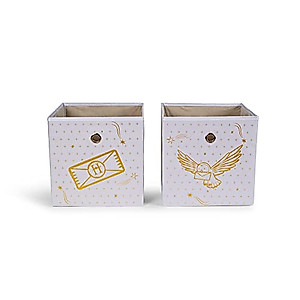 Harry Potter Hedwig 11-Inch Storage Bin Cube Organizers, Set of 2 | Fabric Basket Container, Cubby Cube Closet Organizer | Wizarding World Gifts And Collectibles