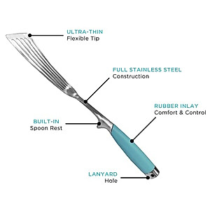 14.5'' Ultimate Nonstick Fish Spatula, TOADFISH, Stainless Steel Metal Spatula, Slotted Turner Perfect for Cooking Seafood on the Grill or Kitchen