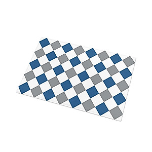 Geometry Blue White Grey Diamond Plaid Bathroom Rugs Non Slip Absorbent Bath Mat,Bath Rugs Soft Microfiber Memory Foam Bathroom Mat for Bathtub Shower 16x24Inch