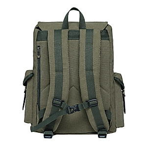 KAUKKO Vintage Casual polyster and Leather Rucksack Backpack(03-CANVAS ARMYGREEN)