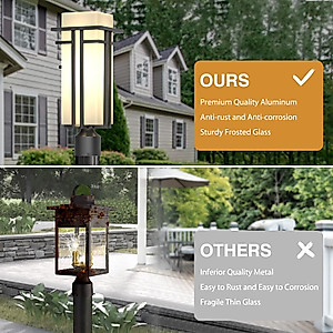 Yoenecea Outdoor Post Light Fixture - Aluminum Lamp Posts Outdoor Lighting, Outdoor Lightpost Lantern with 3-Inch Pier Mount Base Outside Pole Lighting for Porch Garnden (22''H, 1 pc)