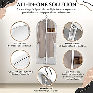 KUVR Clear Plastic Garment Bags for Hanging Clothes Dress Bag Suit Bags for Closet Storage – Zippered Clothes Cover - Hanging Garment Bags for Dance Costumes Clothing Protector – 24” X 40” 6 Pack