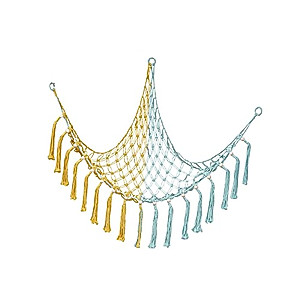 figatia Stuffed Animal Toy Storage Hammock, Macrame Room Corner Organizer Mesh Decoration, Hanging Storage Nets Kids Bedroom, Yellow and Blue, 100cmx100cmx130cm