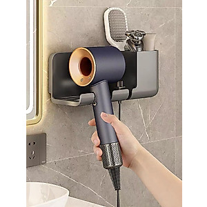 ZCYJHOT Hair Dryer Holder Wall Mounted, Self Adhesive Hair Dryer organizer Wall Mount, Blow Dryer Holder for Dyson Supersonic, Hair Dryer Stand for Bathroom