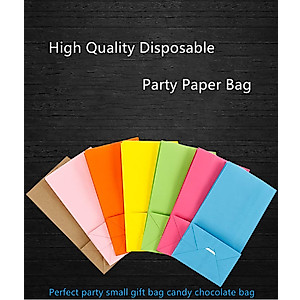 EMAAN Orange Party Gift Paper Bag 5.1 x 3.1 x 9.4 inches for Birthday, Wedding, Halloween Party (24 Count)