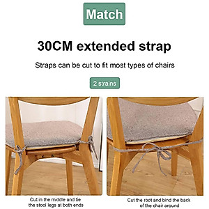 GZHOME Corduroy Chair Cushion with Ties for Dining Chairs,Thick Soft Seat Cushion,Cozy Square Chair Pad Non Slip Bottom,Kitchen Seat Pad with Machine Washable Cover(43x41x35cm(17x16x14inch), Yellow)