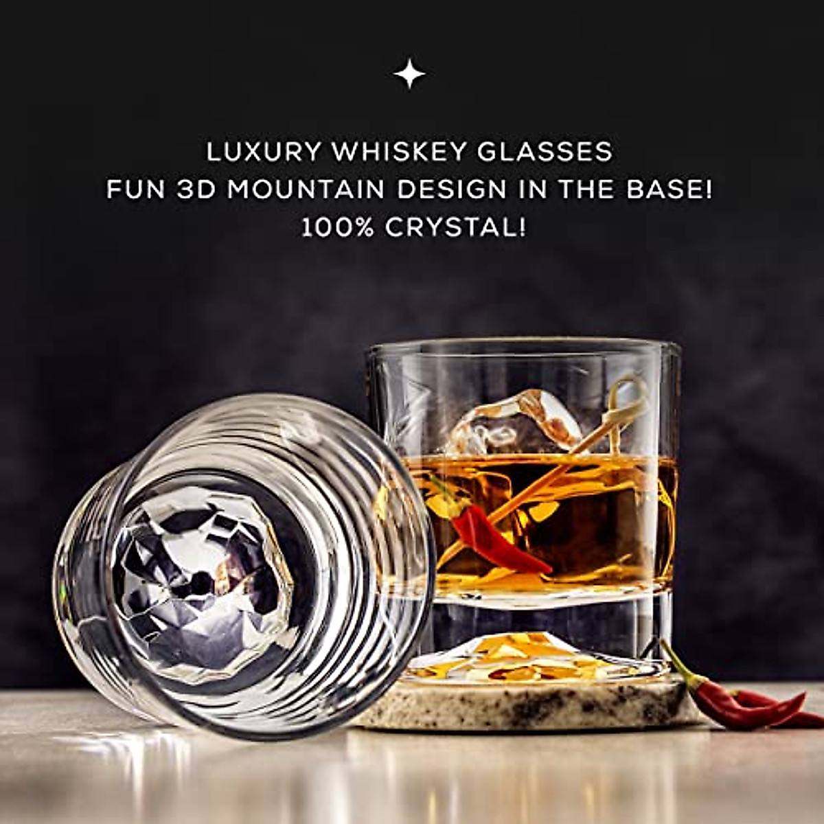 JoyJolt Everyday Whiskey Glasses - 10oz Old Fashioned Glasses, Set 4 Crystal Scotch Glasses, Rocks Glass, Bourbon Glasses, Liquor Glasses, Cocktail Glasses set