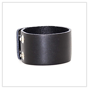 Mgutillart Punk Metal Buckle Wristband Wide Leather Cuff Bracelet(Black)