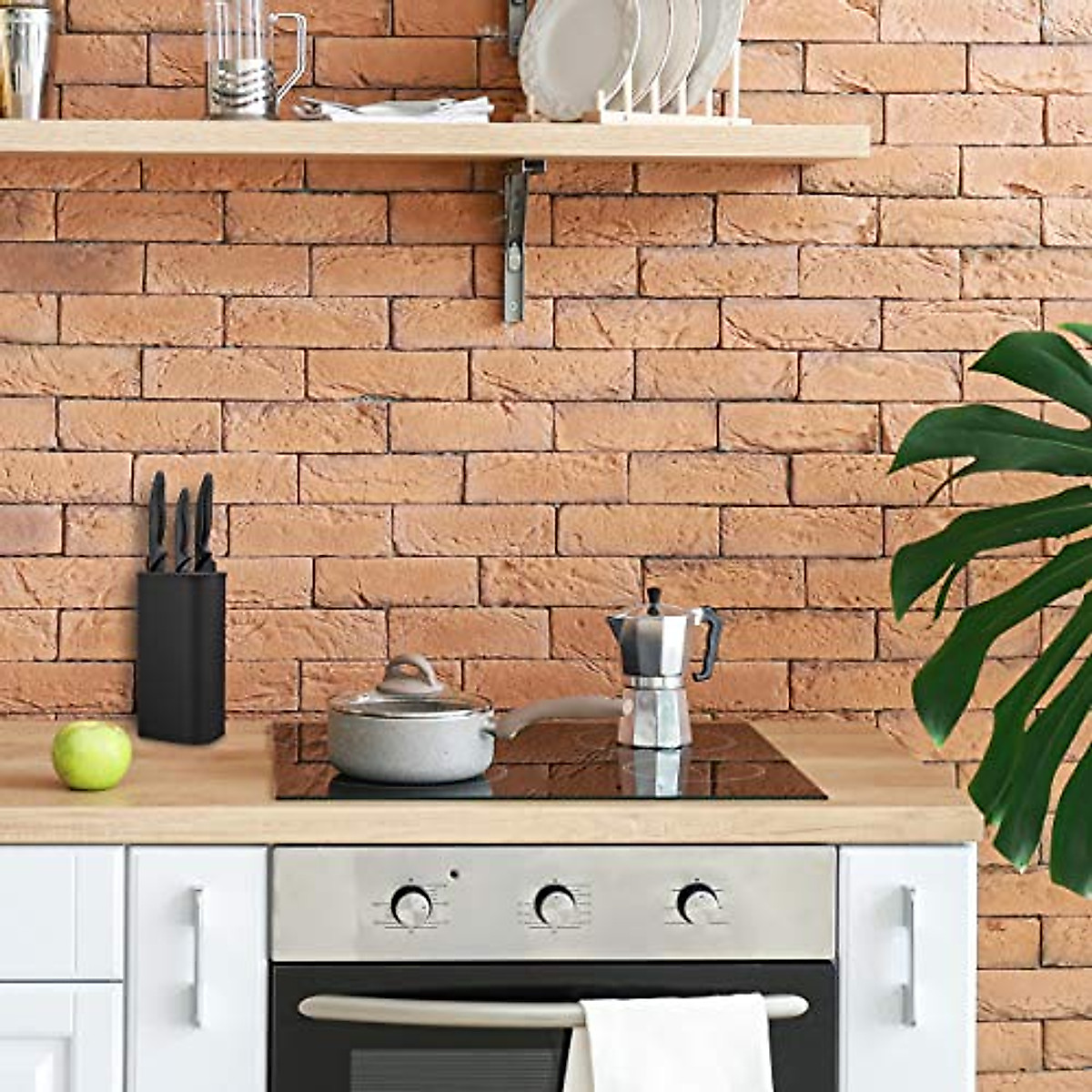 Relaxdays Plastic Block, Knife Holder with Bristle Insert, unequipped, H x W x D: 22.5 x 13.5 x 12.5 cm, Black