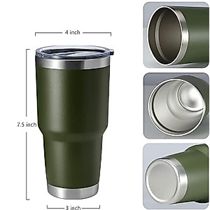 30oz Tumbler, Stainless Steel Vacuum Insulated Coffee Tumbler Cup, Double Wall Powder Coated Travel Mug, (Army Green)