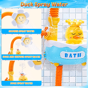 Bath Toy Bathtub Toy with Electric Shower and 36 Foam Bath Letters and Numbers, Organizer Mesh Net, Chritsmas Gift for Toddlers, Kids and Babies