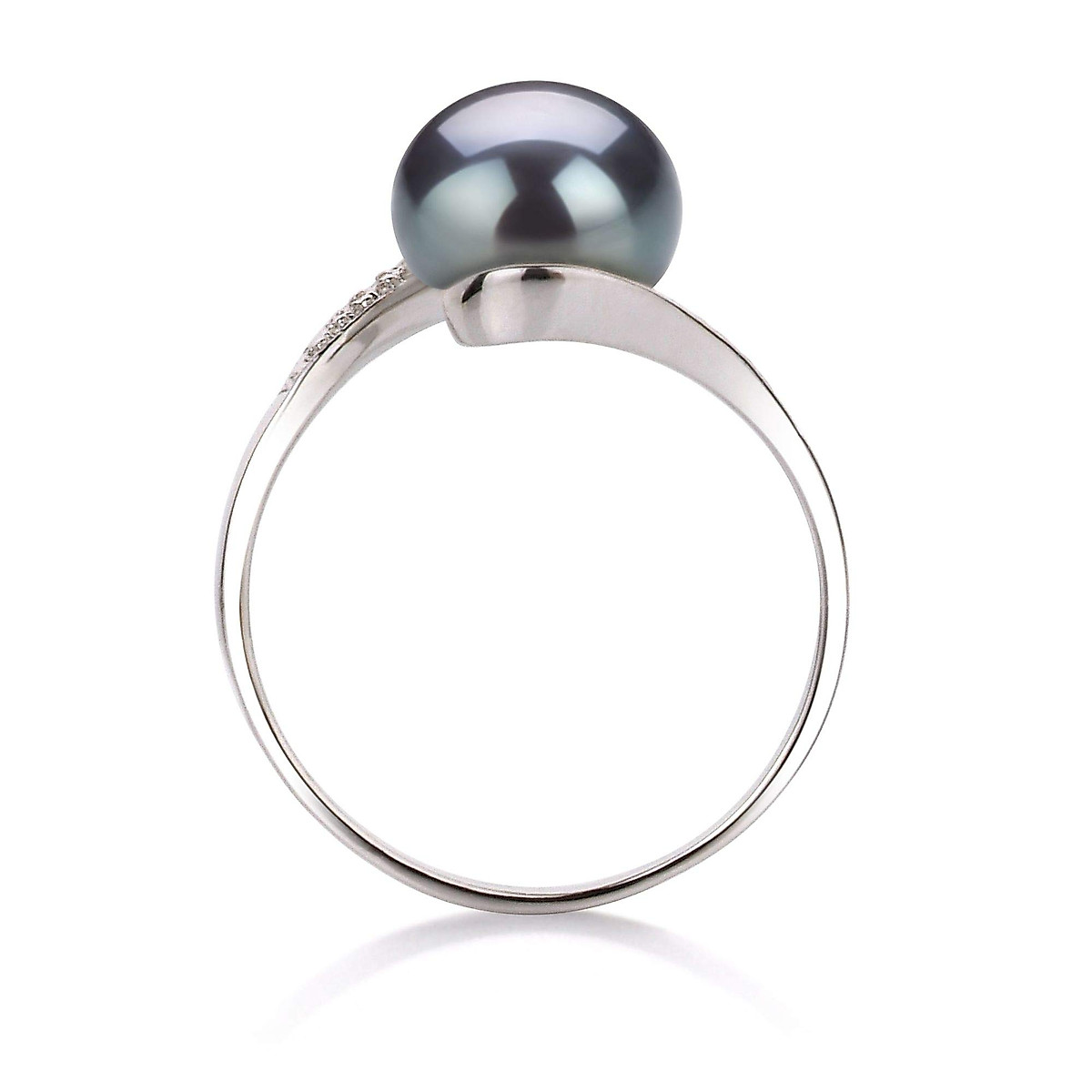 Chantel Black 9-10mm AA Quality Freshwater 925 Sterling Silver Cultured Pearl Ring For Women - Size-9