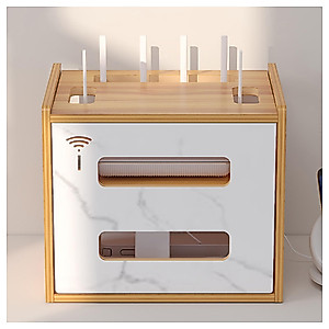 WiFi Router Desktop Storage Box,Power Router Fences Standing Shelf Units,Wooden Cable Management Hider Box Router Storage Racks for Desktop Office and Home,A