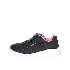 Skechers Kids Twinkle Toes Uno Lite Sneaker, Black/Rose Gold, 4