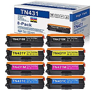 8-Pack(2BK+2C+2M+2Y) Compatible TN431 Toner Cartridge Replacement for Brother TN-431 HL-L8360CDW MFC-L8900CDW HL-L8360CDWT HLL8260CDW HLL8360CDW MFC-L8610CDW L8360cdw L8900cdw Toner Printer