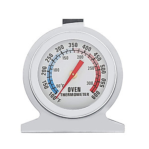 Stainless Steel Pointer Dial Oven Thermometer Instant Read Extra Large Dial Clearly Display Shows Marked Temperatures for Home Kitchens Cooking with Hook