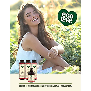 ecoLove – Natural Shampoo for Normal and Oily Hair & Moisturizing Body Wash for Dry Skin - With Organic Tomato and Beet Extract No SLS or Parabens - Vegan and Cruelty-Free, 17.6 oz