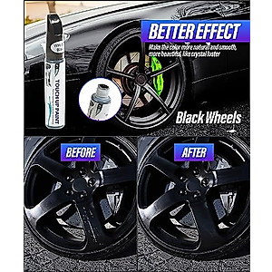 ESEWALAS Two-In-One Car Rim Paint Pen,Car Wheel Scratch Remover Anti-rust Wheel Hub Paint Scratch Repair,Car Wheel Scratch Fix Rim Touch Up Paint,Car Rim Paint Fill Pen for Car Wheel Repair (Black)